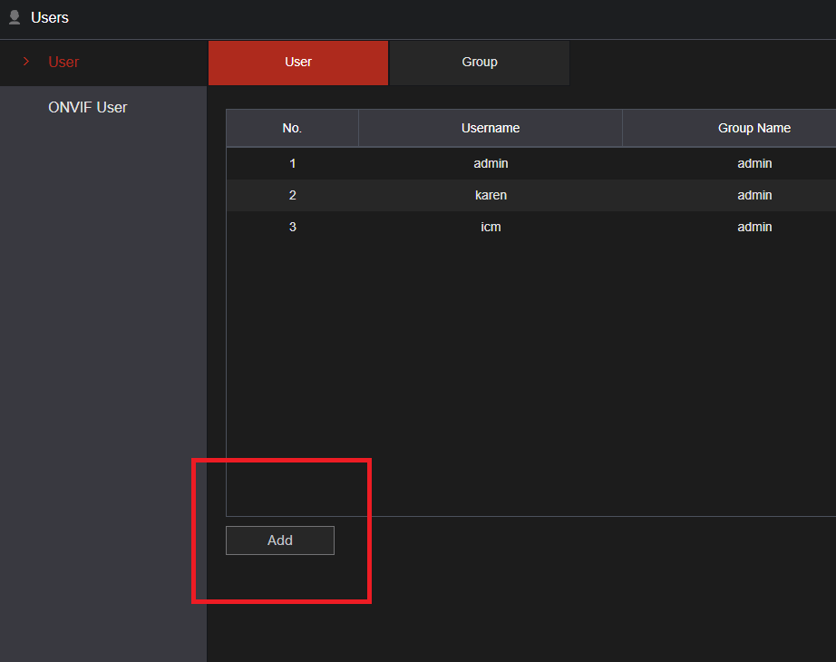 NVR Account Management – ICRealtime