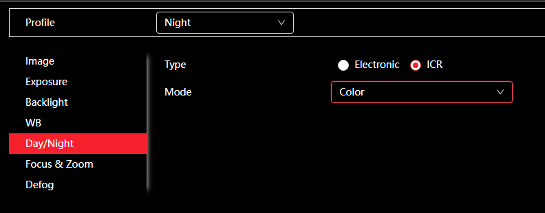 Changing Night Image Settings in IP Cameras – ICRealtime